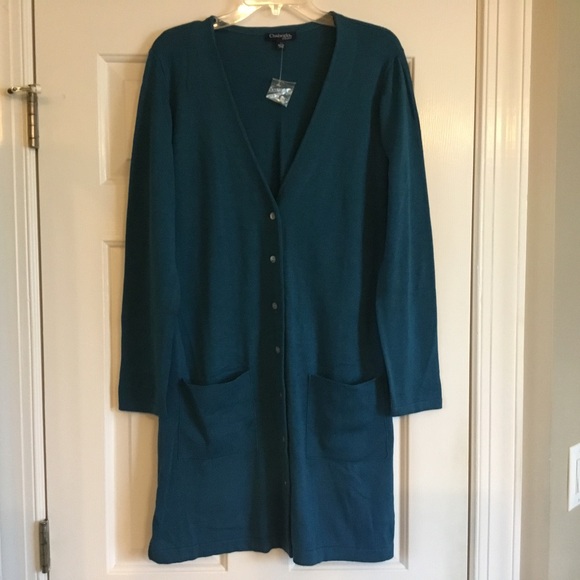 Chadwicks | Sweaters | Nwt Chadwicks Teal Long Cardigan L | Poshmark